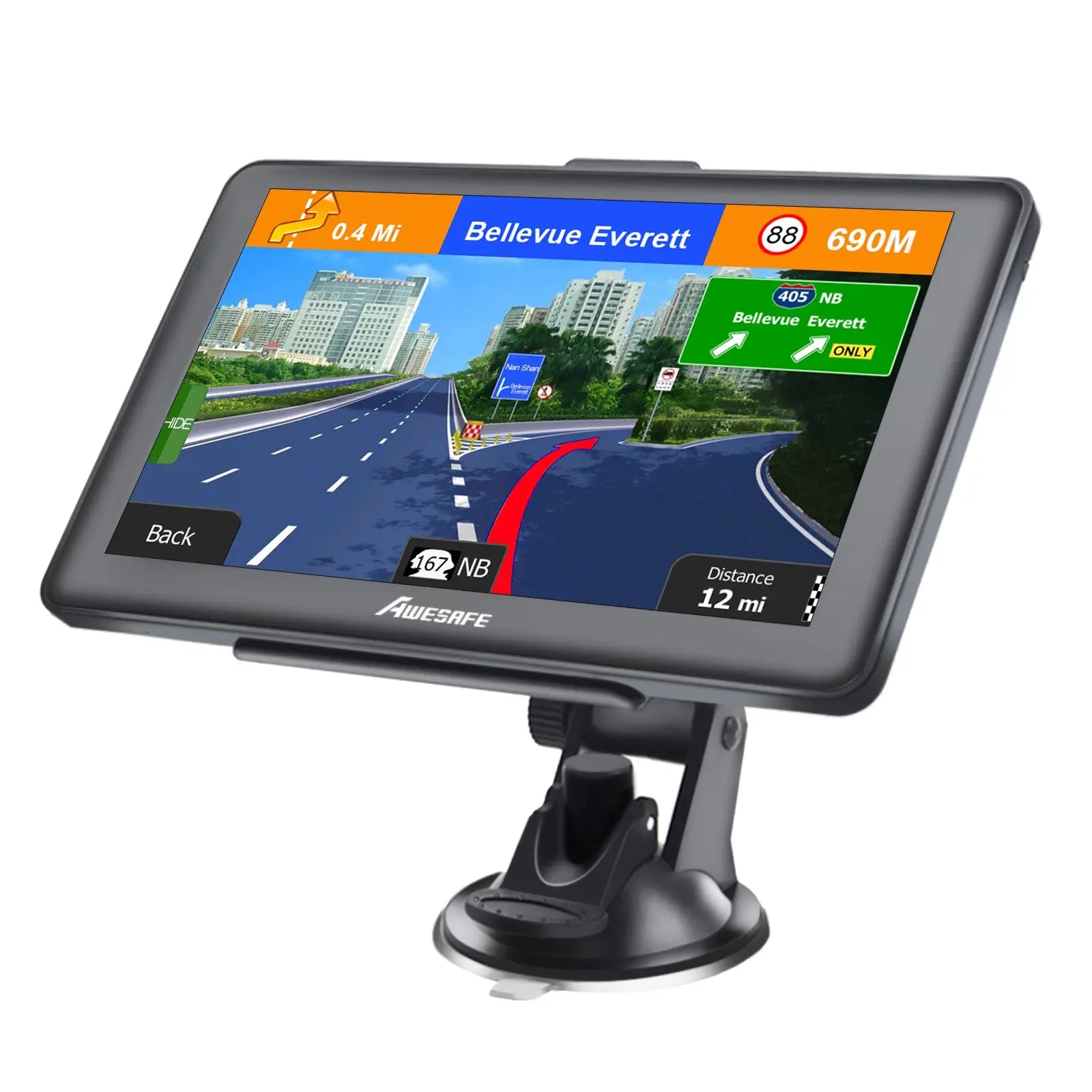 AWESAFE 7 Inch GPS Sat Nav with FM Transmitter for Cars HGV Motorhome ...