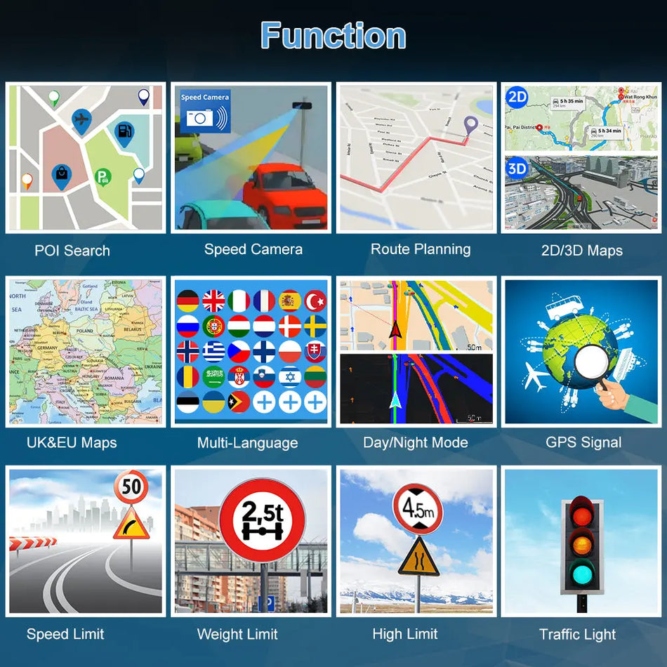 AWESAFE 7 Inch GPS Sat Nav with FM Transmitter for Cars HGV Motorhome ...