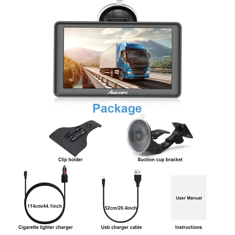 AWESAFE 7 Inch GPS Sat Nav with FM Transmitter for Cars HGV Motorhome ...