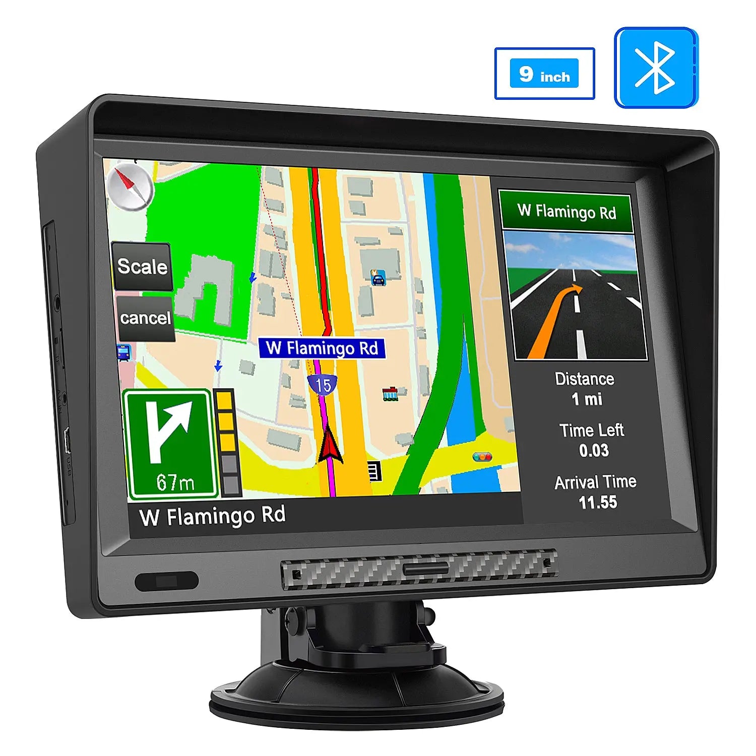 AWESAFE 9 Inch GPS Navigation 2025 Maps with Bluetooth/ FM Radio /Sun ...