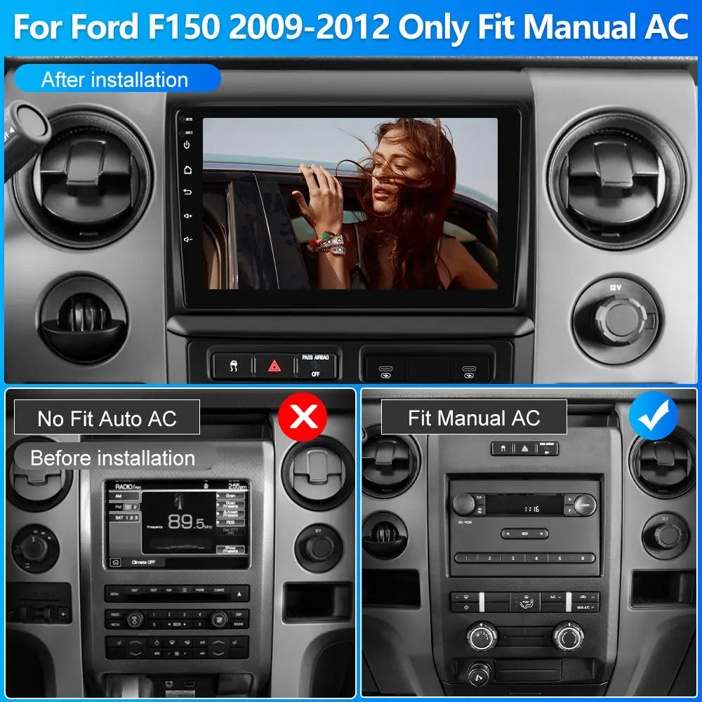 AWESAFE 9 inch Car Radio for Ford F150 2009-2012(Only Fit Manual AC)wi ...