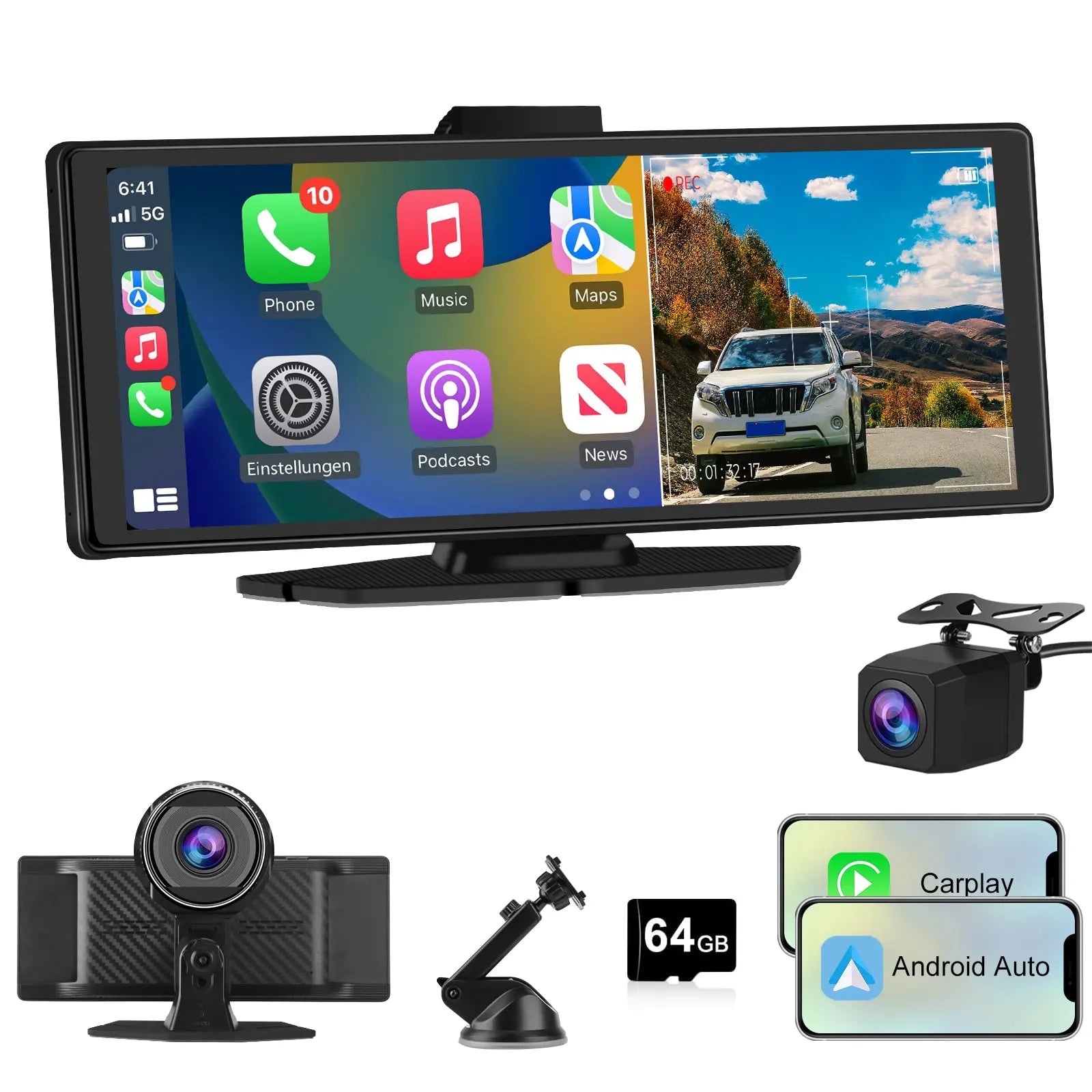 AWESAFE Android 13 10.26’‘ Screen Car Display Compatible with CarPlay ...