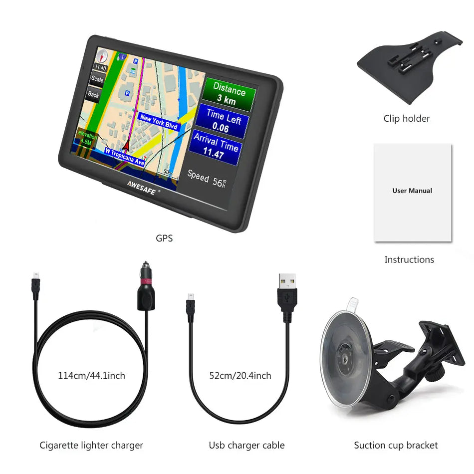 AWESAFE Sat Nav 2025 UK Europe Ireland Maps 7 inch SatNav GPS Navigati ...