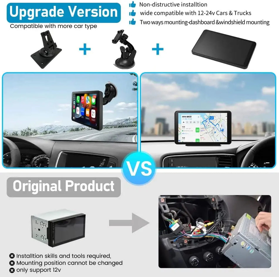 AWESAFE Wireless Carplay Android Auto 7 Inch Full HD Touch Screen Car ...